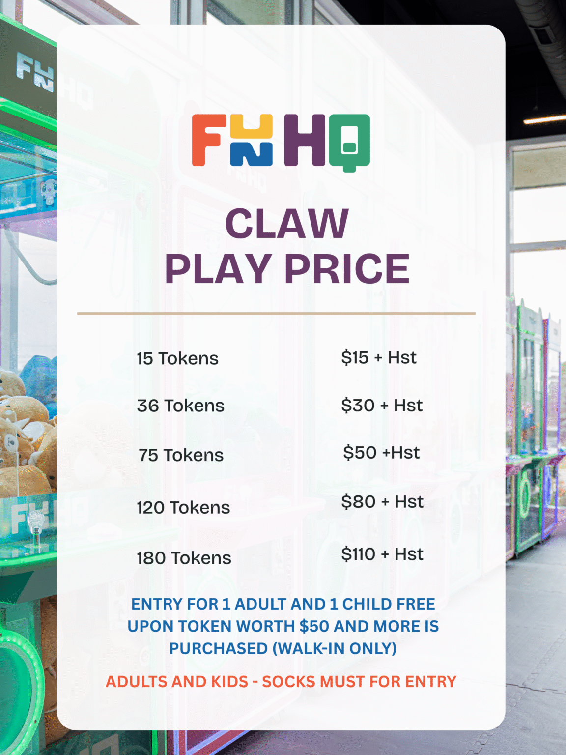 Play & Claw Pricing – Kids Play and Party Center Oakville | FunHQ
